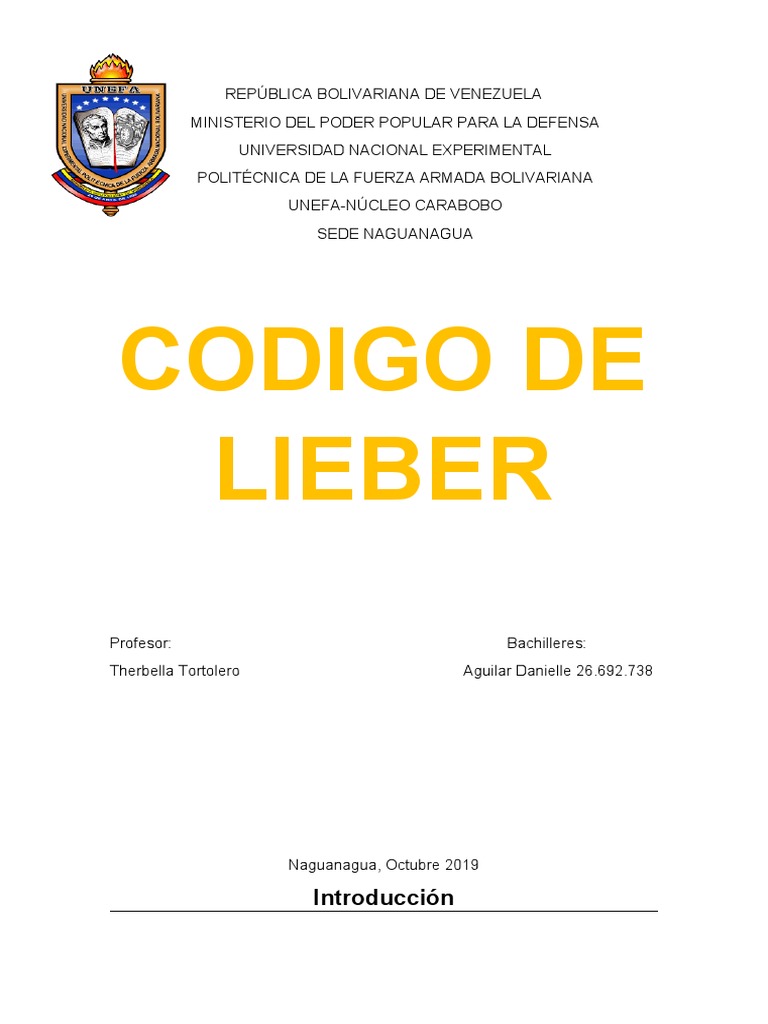 Codigo de Lieber | PDF | Militar | Relaciones Internacionales