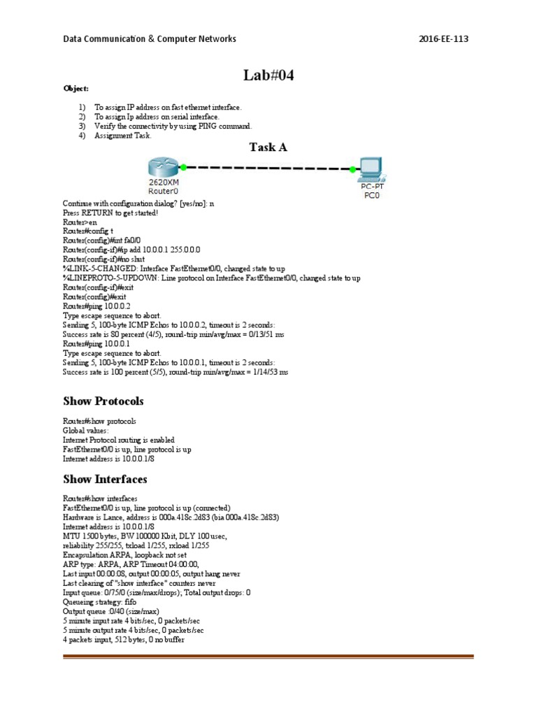 Configuring and Verifying IP Connectivity Between Ethernet and Serial Interfaces | PDF | Router ...