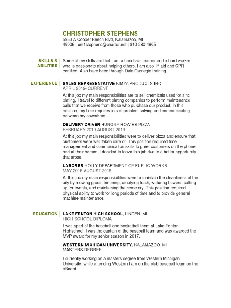 Resume Without References | PDF