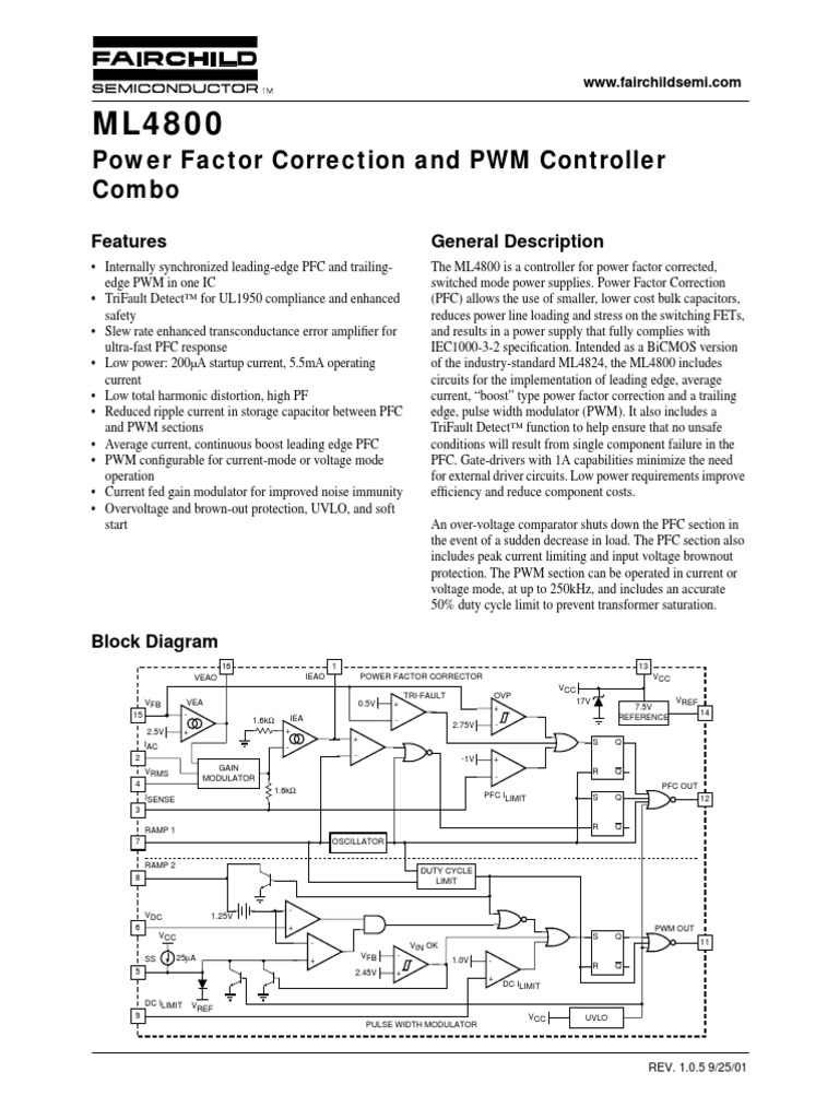 Power Factor Correction and PWM Controller Combo: Features General Description | PDF | Rectifier ...