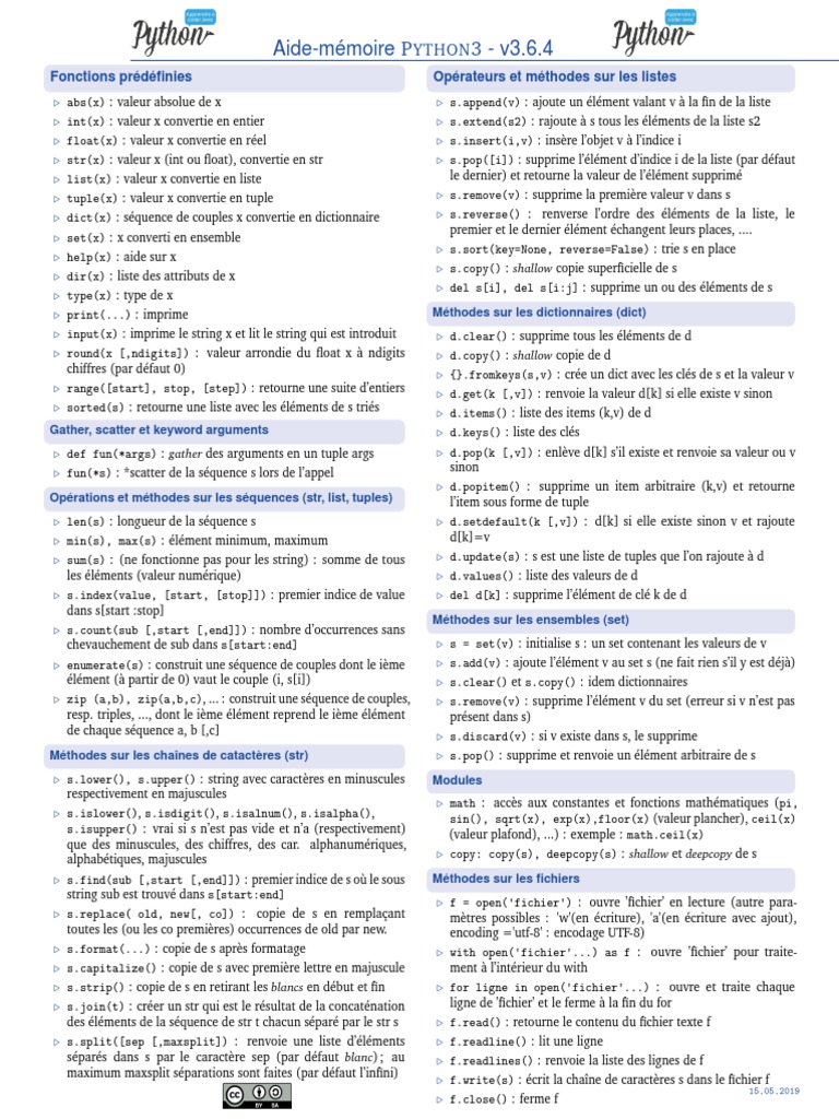 Aide Memoire Python | PDF | Données informatiques | Texte