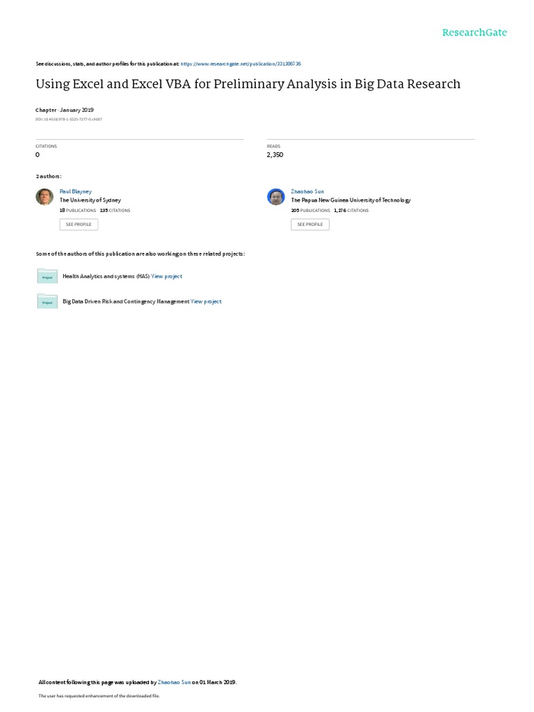Using Excel and Excel VBA For Preliminary Analysis in Big Data Research ...
