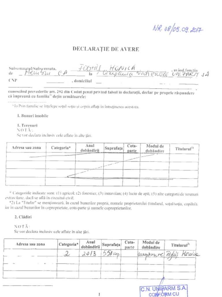 Declaratie Avere Foghis Monica | PDF