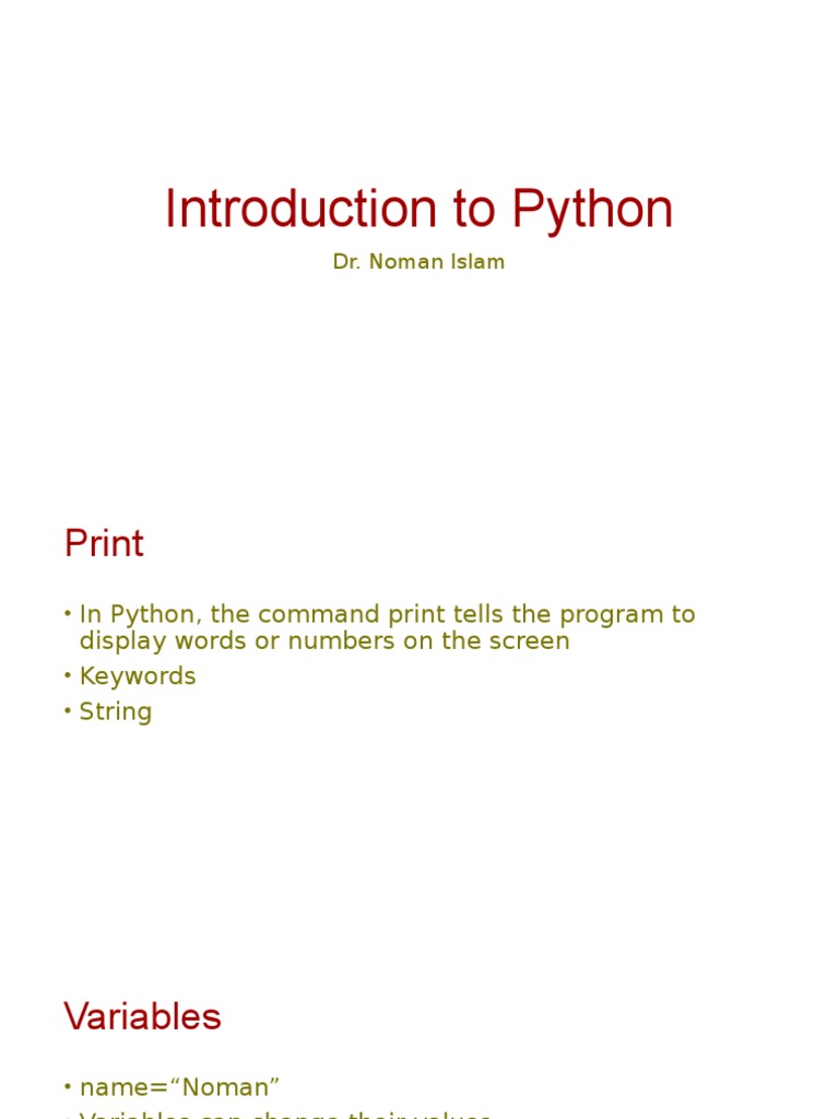 Introduction To Python | Download Free PDF | Parameter (Computer ...