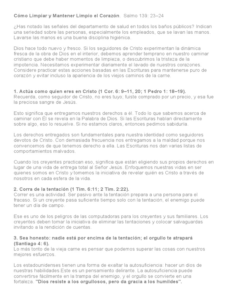 Como Mantener Limpio El Corazón | PDF | Cristo (título) | Dios