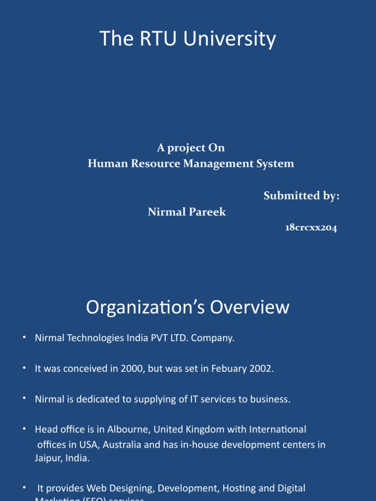 The RTU University: A Project On Human Resource Management System ...