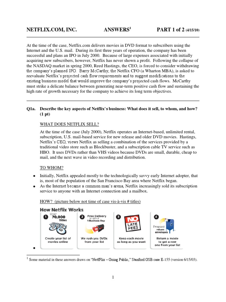NetFlix Part 1, Answers, 20100415 | PDF | Netflix | Chief Financial Officer