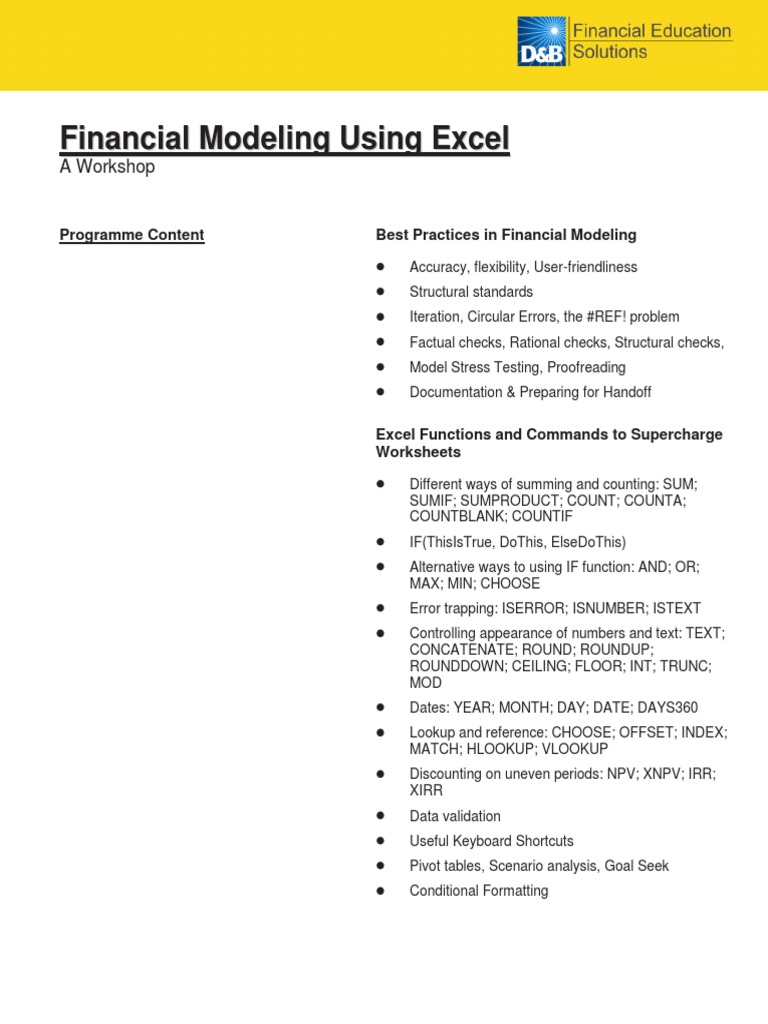 Financial Modeling Using Excel | PDF | Microsoft Excel | Information ...