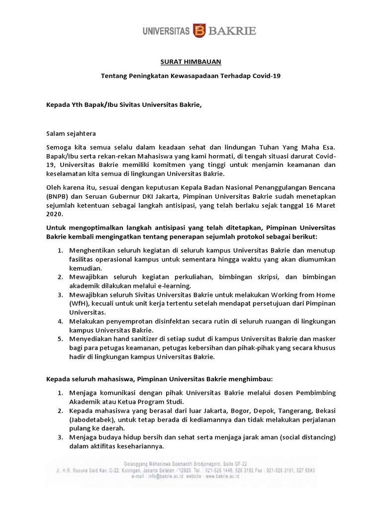 Himbauan Kewaspadaan Covid-19 UB | PDF | Kesehatan Holistik