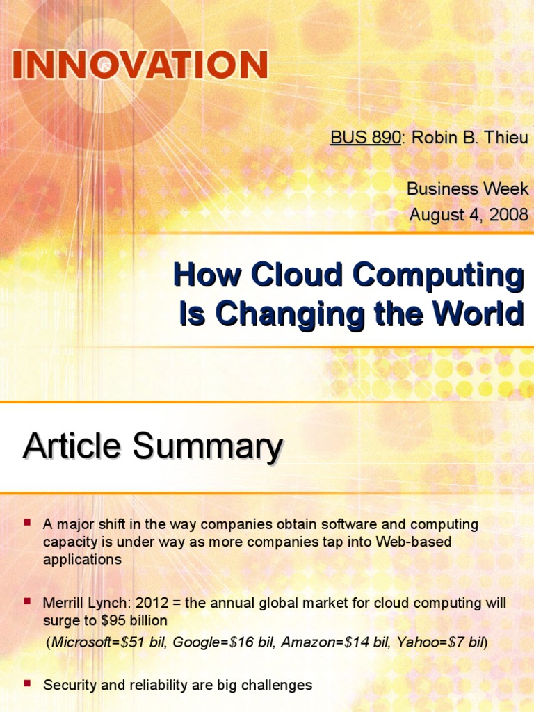 How Cloud Computing Is Changing The World | PDF | Cloud Computing ...