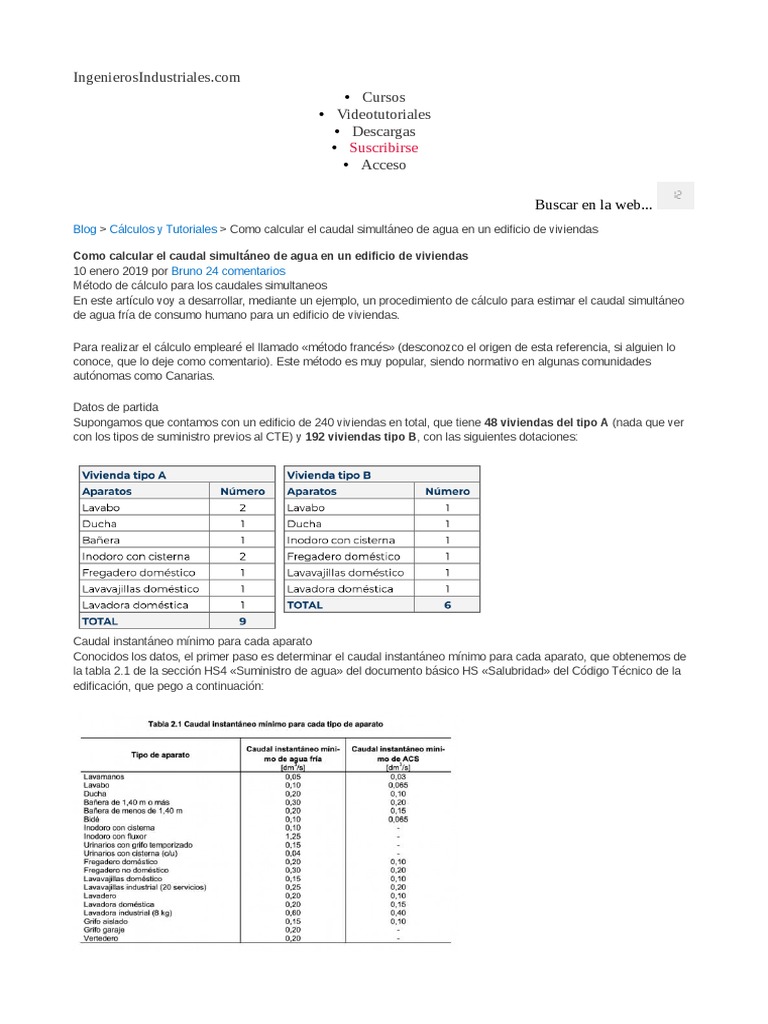 Ejemplo de Cálculo de Coeficiente de Simultaneidad en Edificio ...