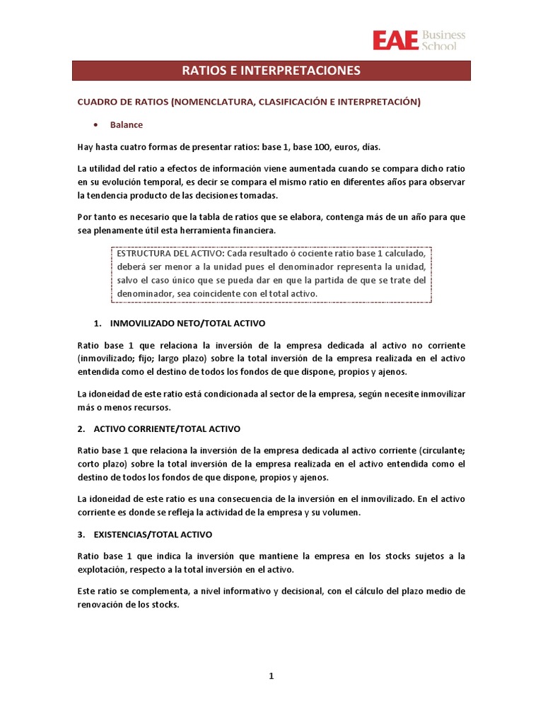 Ratios Financieros: Definición e Interpretación | PDF | Contabilidad ...