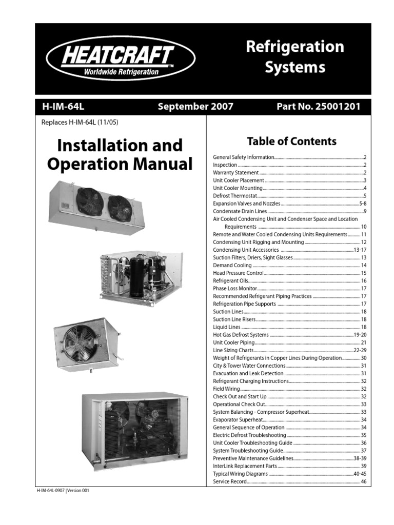 Heatcraft Installation Manual | Thermostat | Refrigerator