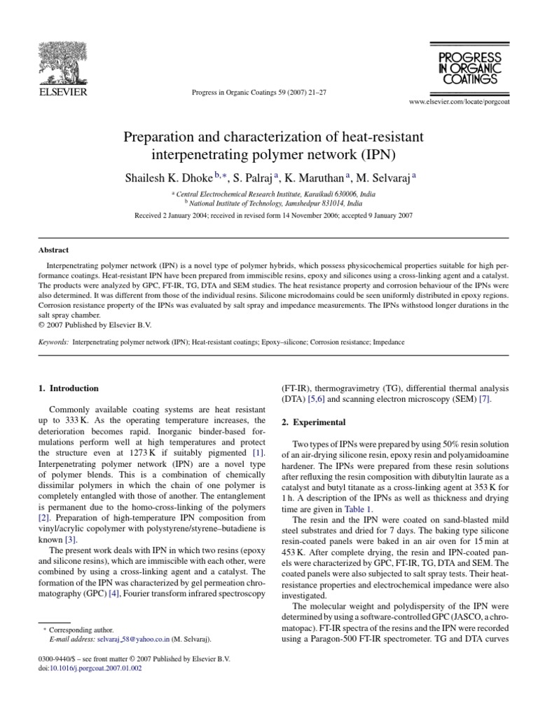 Preparation and Characterization of Heat-Resistant Interpenetrating ...
