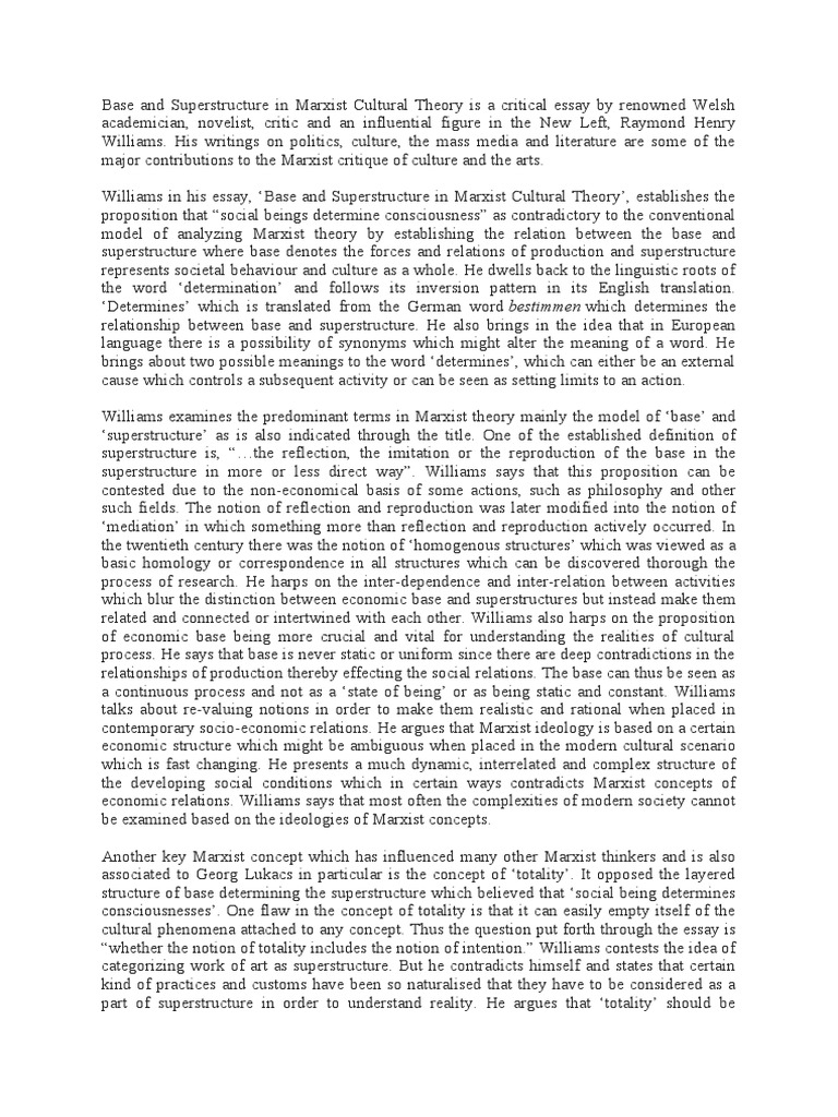 Base and Superstructure - Summary | PDF | Marxism | Concept