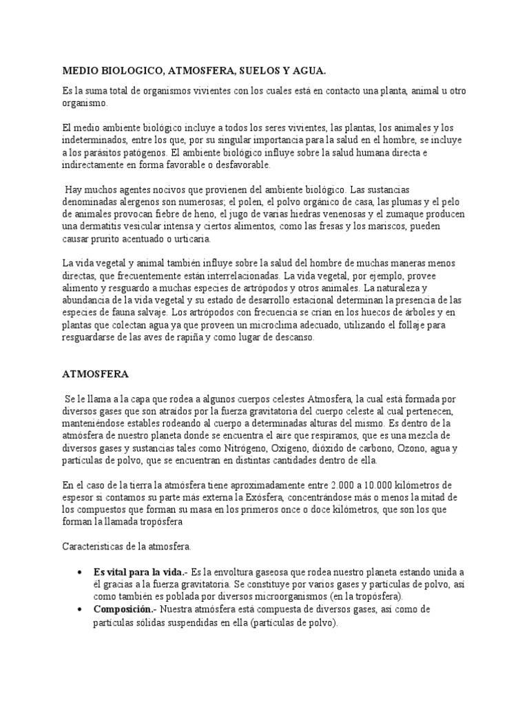 Medio Biologico | PDF | Suelo | Atmósfera