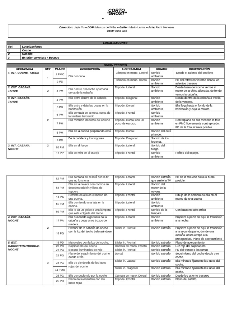 U3L4 - Guión Técnico Ghost | PDF | Violencia | Ocio