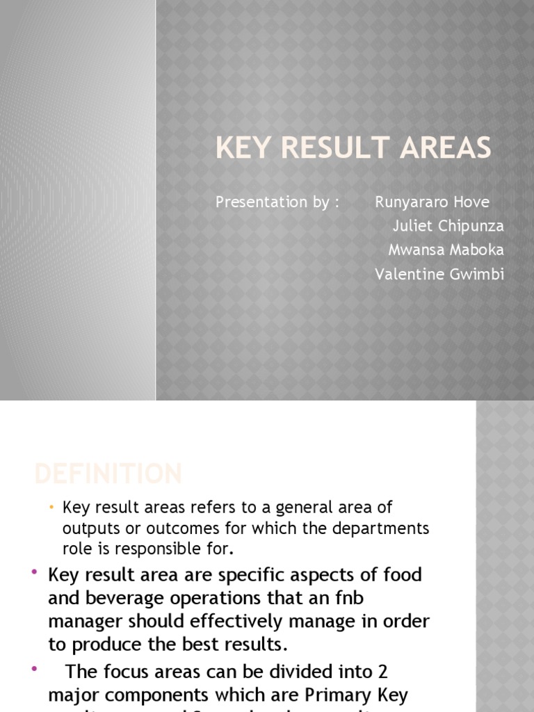 Key Result Areas in Food Management | PDF | Employment | Profit (Economics)
