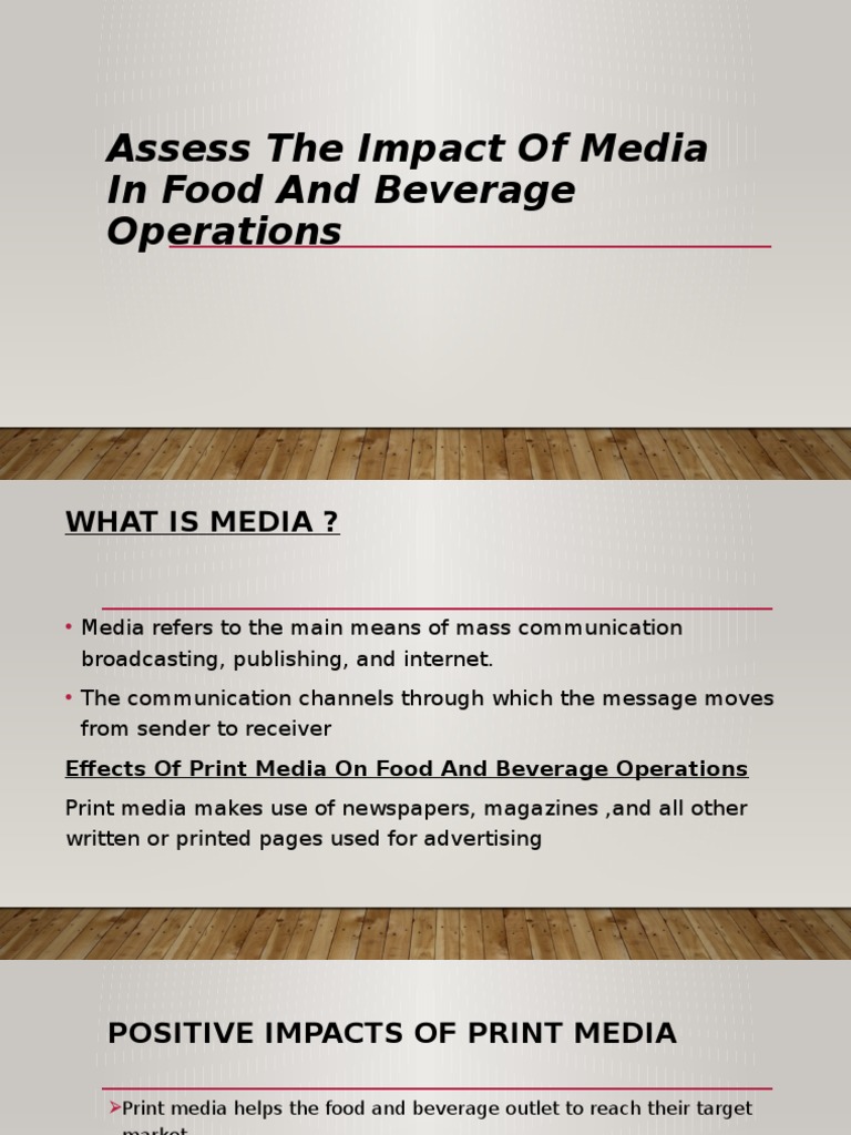 Assess The Impact of Media in Food and Beverage Operations | PDF | Mass ...