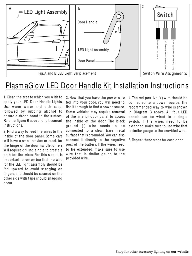 Plasmaglow Led Door Handle Kit Installation Instructions | PDF | Door ...