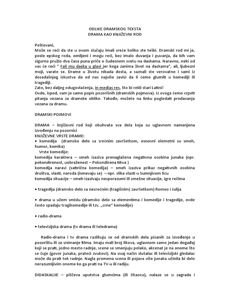Dramski Tekst, Drama | PDF