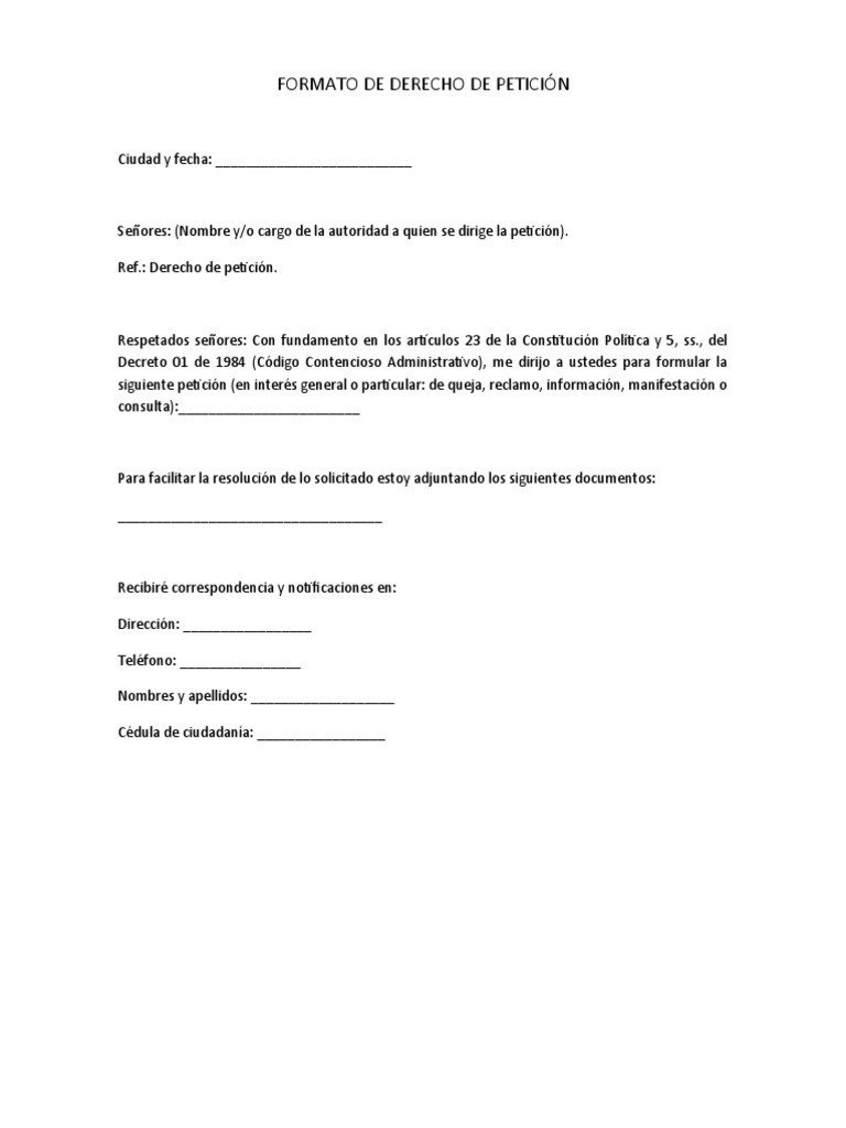 Form Derecho Petici N | PDF | Derecho