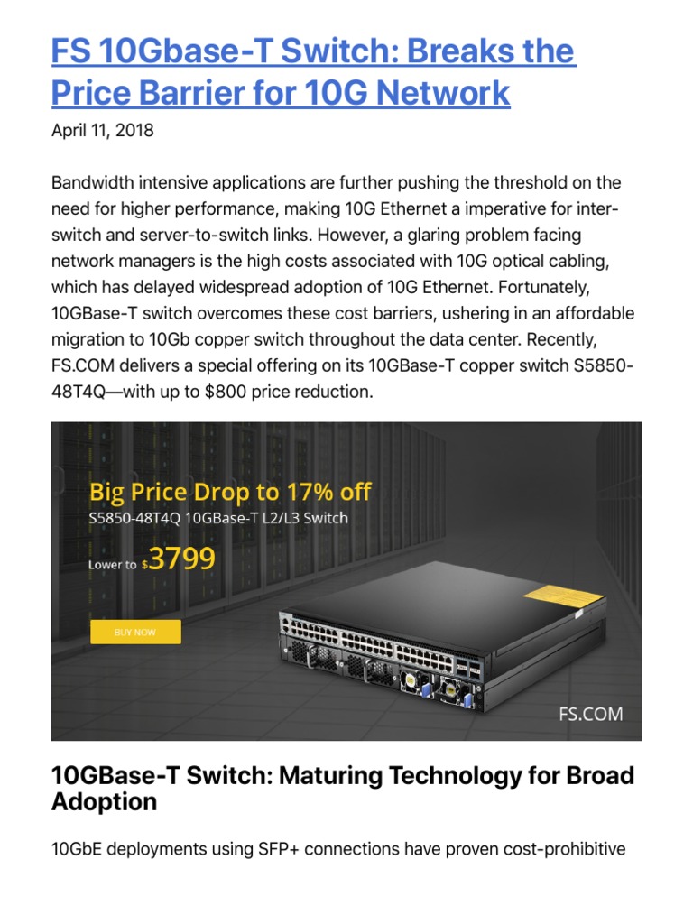 FS 10Gbase-T Switch: Breaks The Price Barrier For 10G Network - FS ...