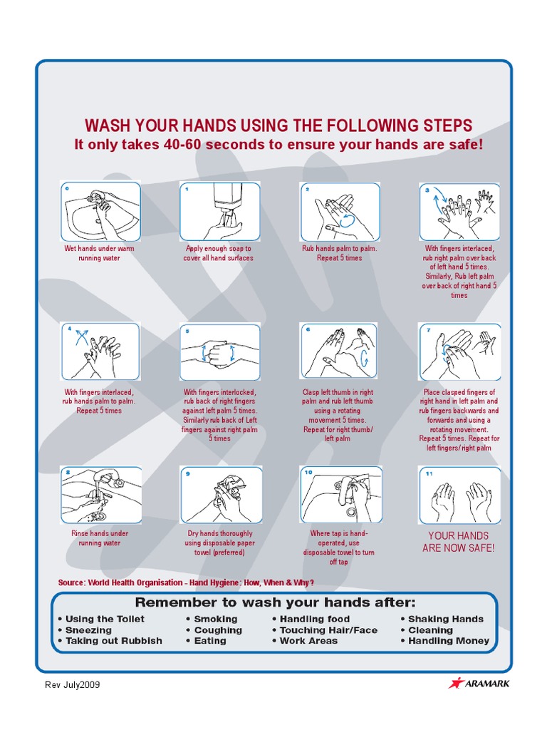 WHO Handwashing Steps: 40-60 Seconds | PDF | Wellness | Lifestyle