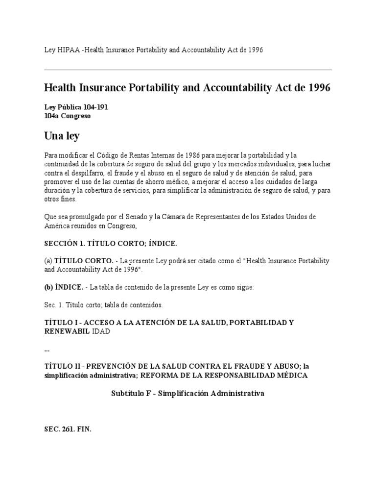 Ley HIPAA | PDF | Medicare (Estados Unidos) | Sistema de salud