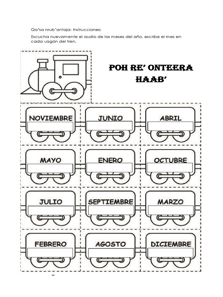 Fichas Con Los Meses Del Año Fichas De Aprendizaje Para Enseñar A