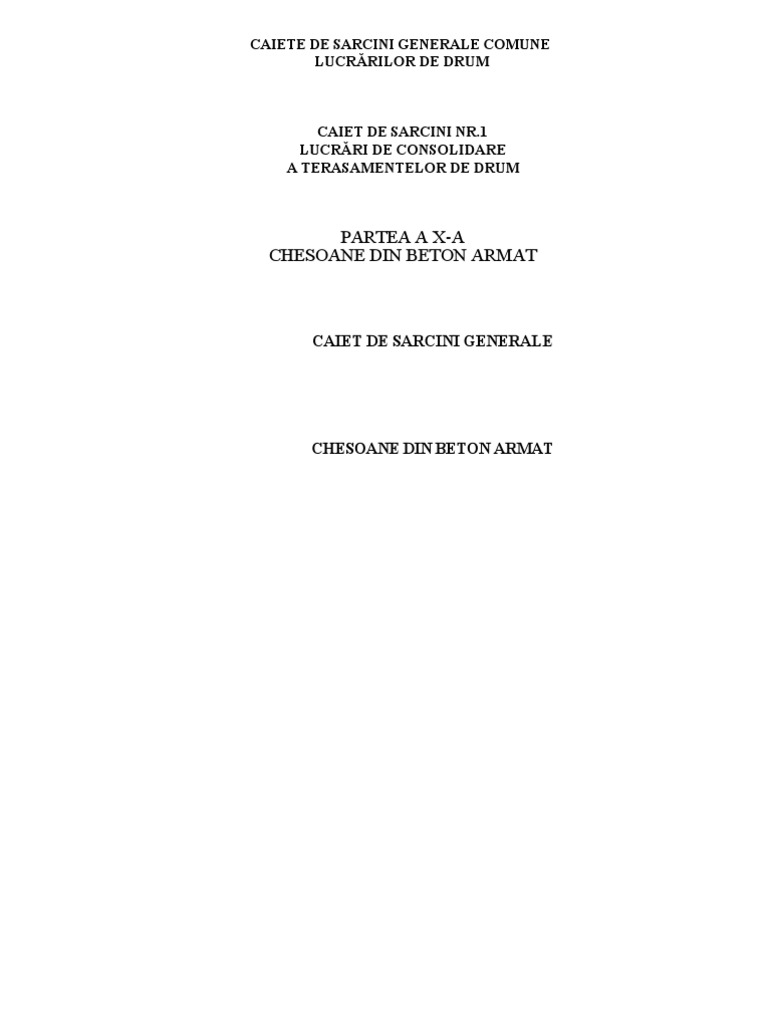 Caiet de Sarcini - Chesoane Din Beton Armat | PDF