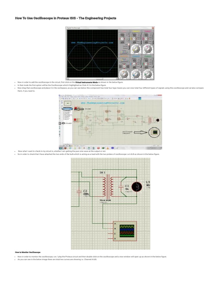 How To Use Oscilloscope in Proteus ISIS - The Engineering Projects | PDF