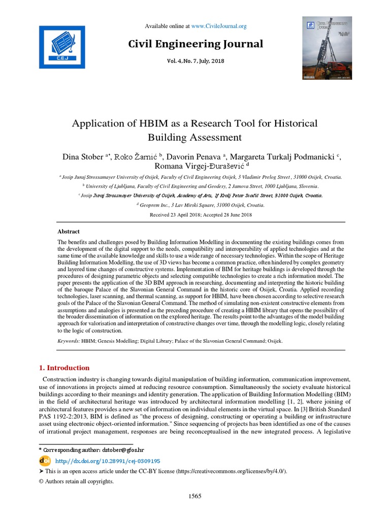 Application of HBIM As A Research Tool For Historical Building ...