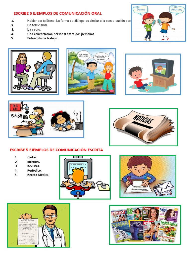 Escribe 5 Ejemplos de Comunicación Oral y Escrita | PDF