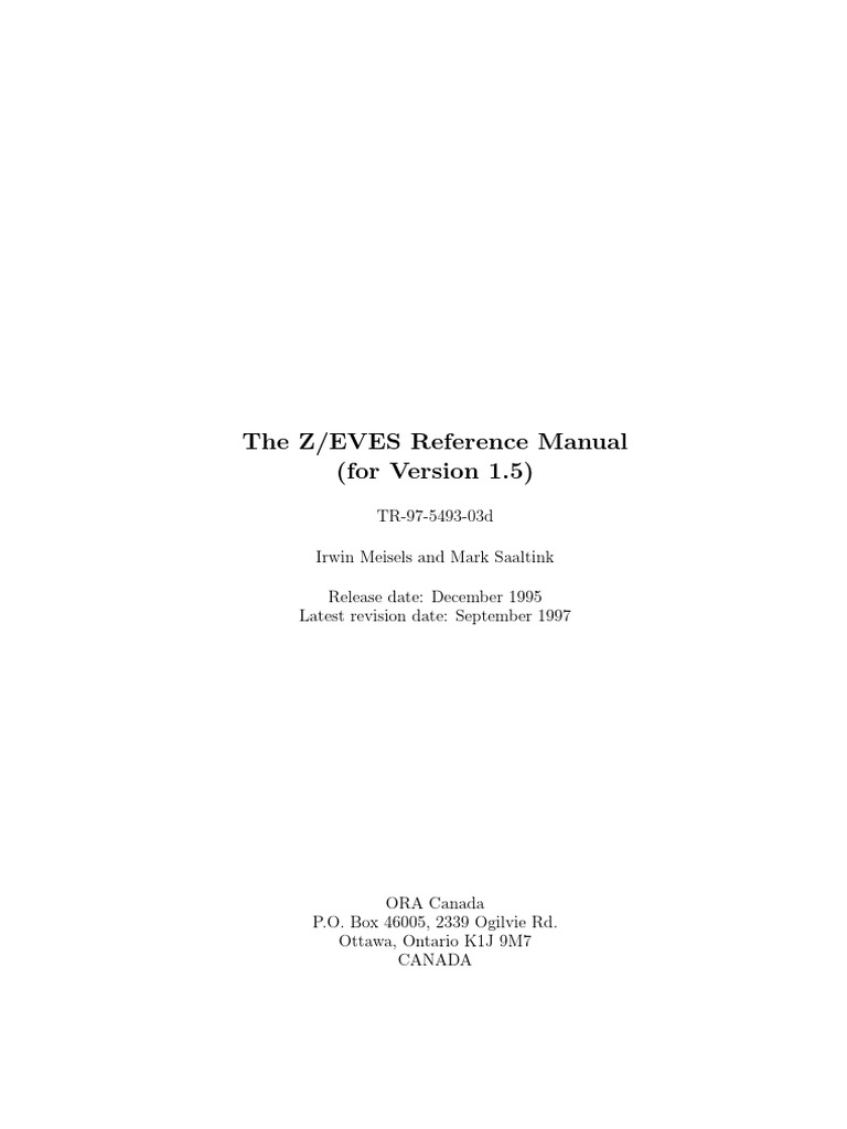 The Z/EVES Reference Manual (For Version 1.5) | PDF | Function ...