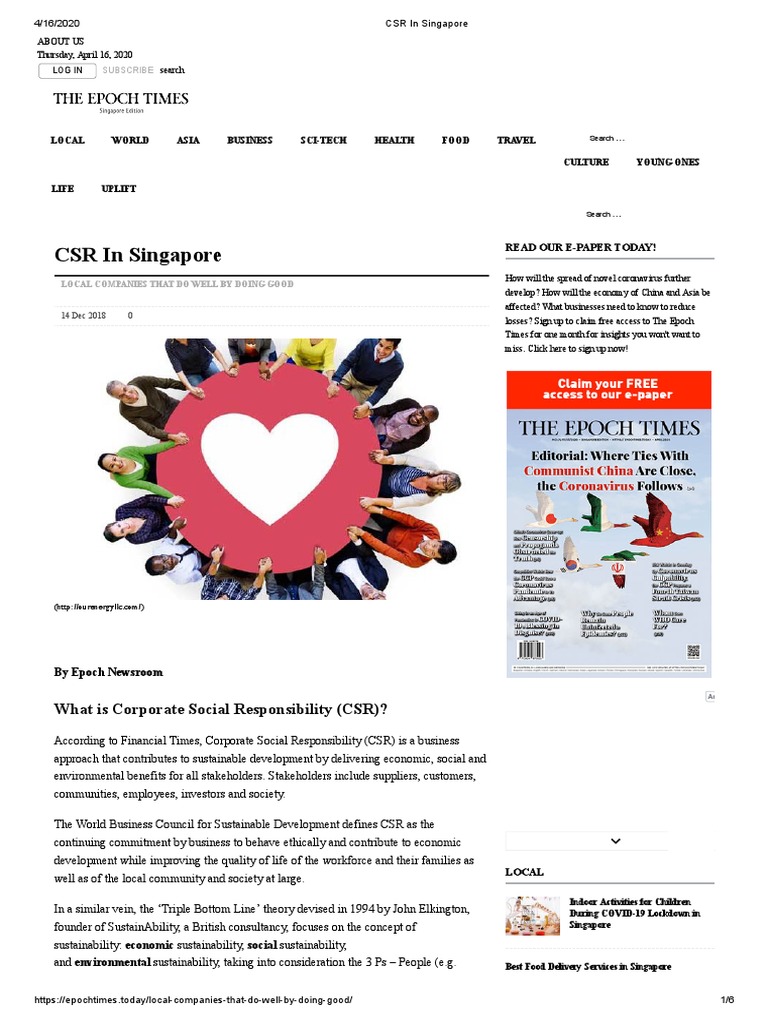 CSR in Singapore: What Is Corporate Social Responsibility (CSR) ? | PDF ...