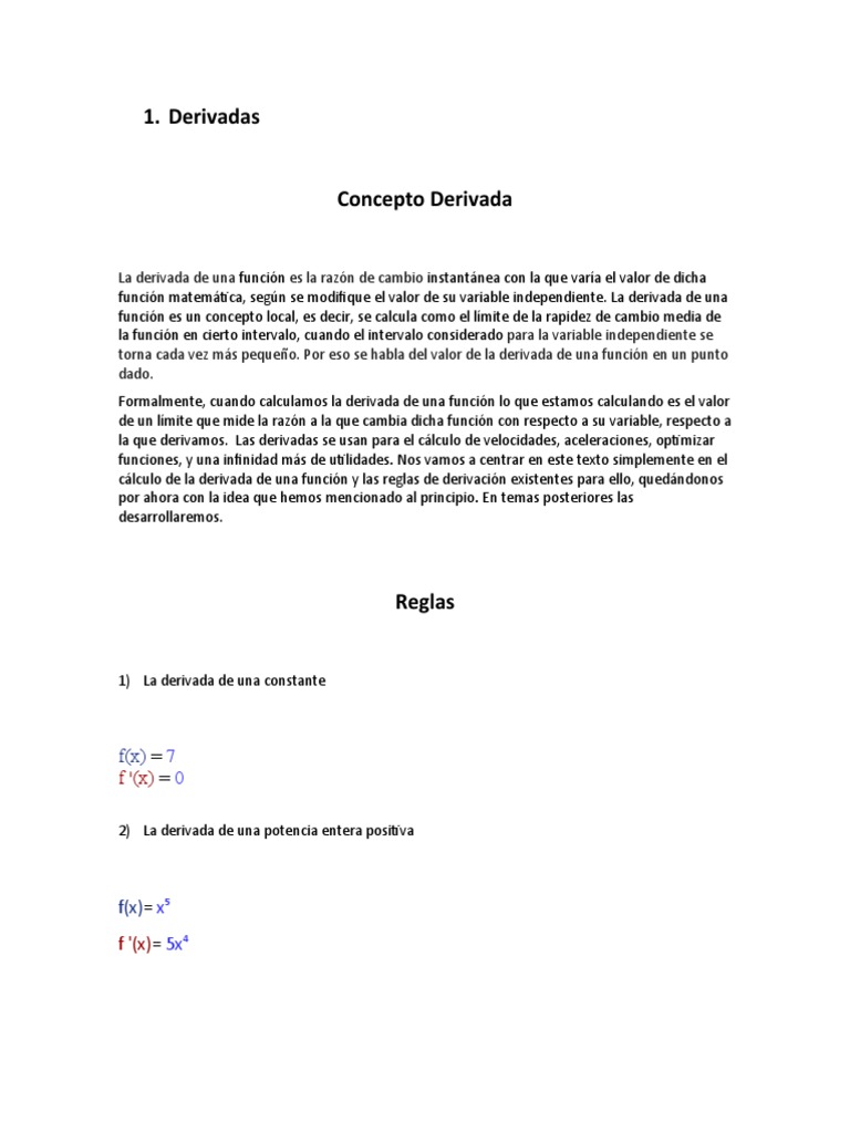 Concepto Derivada | PDF | Derivado | Curva