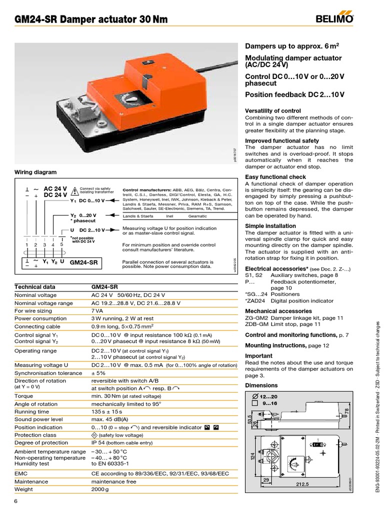 GM24-SR Damper Actuator 30 NM | PDF | Alternating Current | Switch