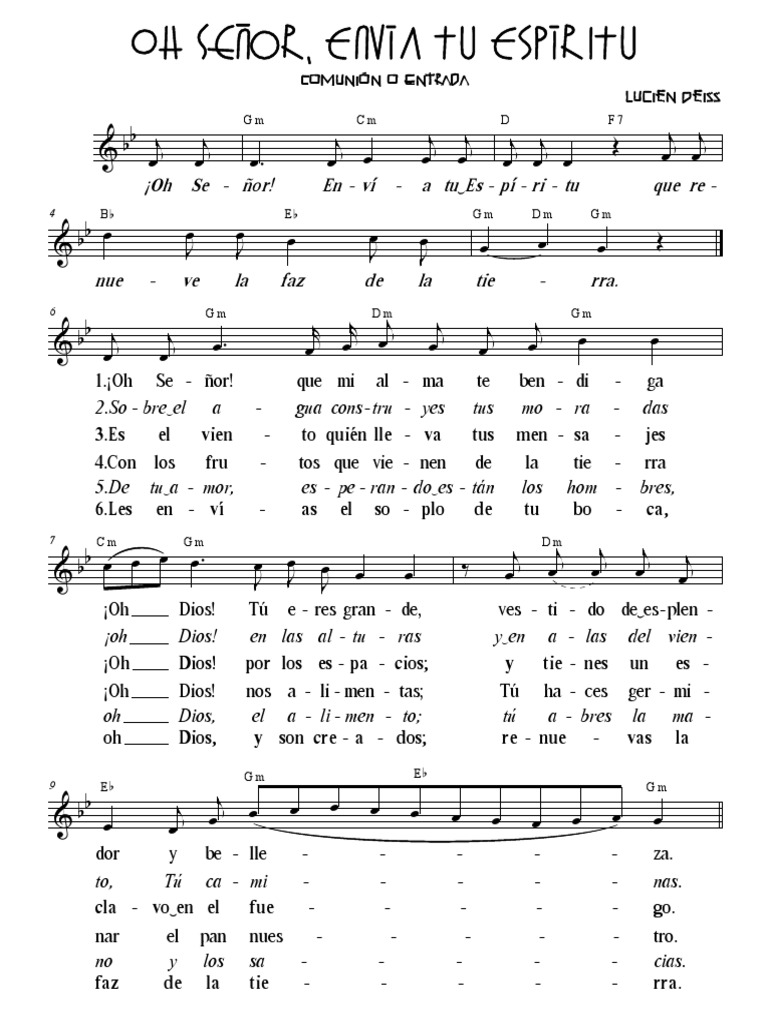Oh Señor Envia Tu Espiritu | PDF Oh Señor Envia Tu Espiritu | PDF