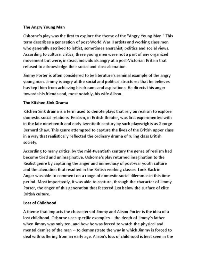 The Angry Young Man: Osborne's Look Back in Anger | PDF | Anger ...