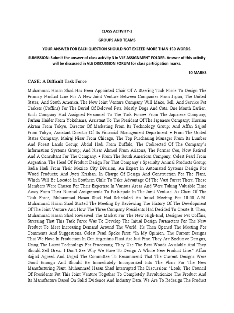 CASE: A Difficult Task Force | PDF | Business