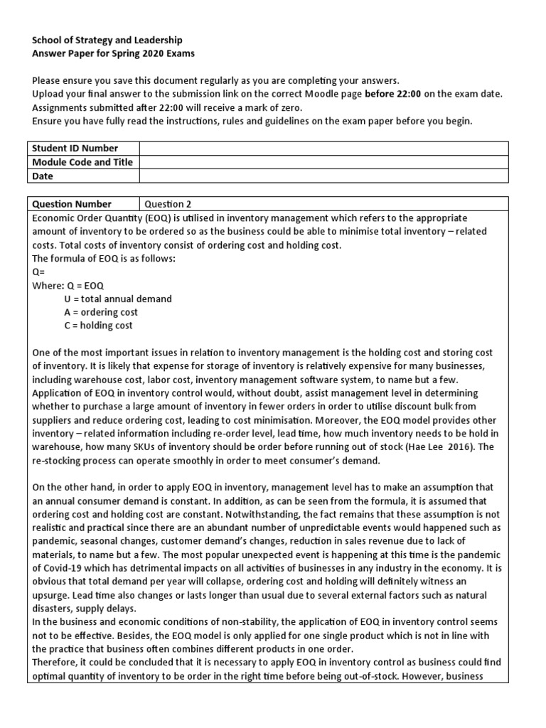 353SAM - Exam Answer Paper Template | Download Free PDF ...