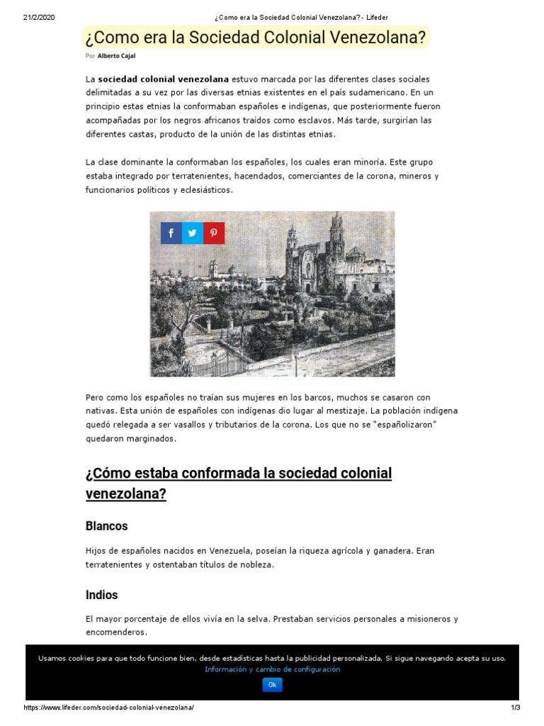 ¿Como Era La Sociedad Colonial Venezolana - Lifeder | PDF | Nueva ...