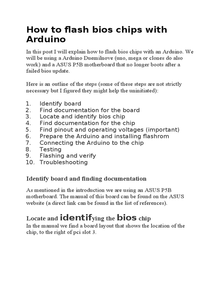 How To Flash Bios Chips With Arduino | PDF | Flash Memory | Bios