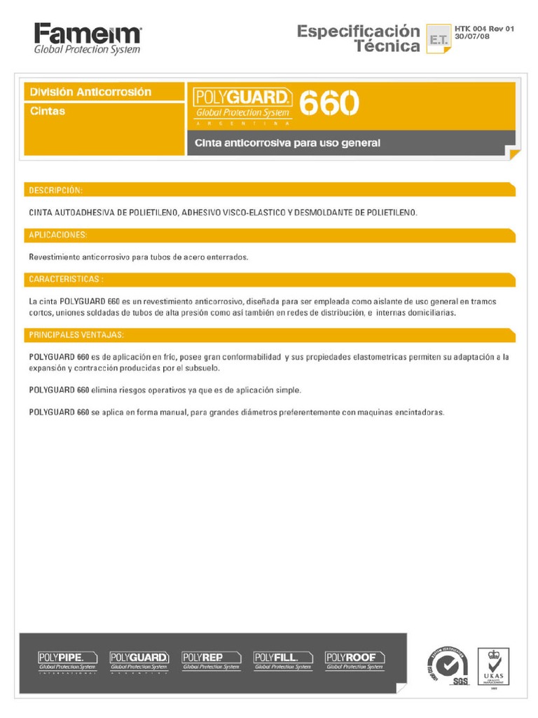 Especificación Técnica Polyguard 660 PDF | PDF