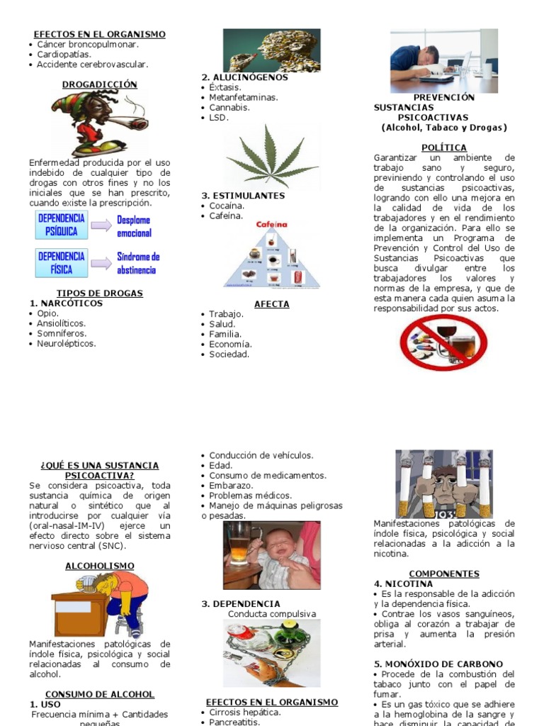 Folleto Sustancias Psicoactivas | PDF | La dependencia de sustancias | Tabaco