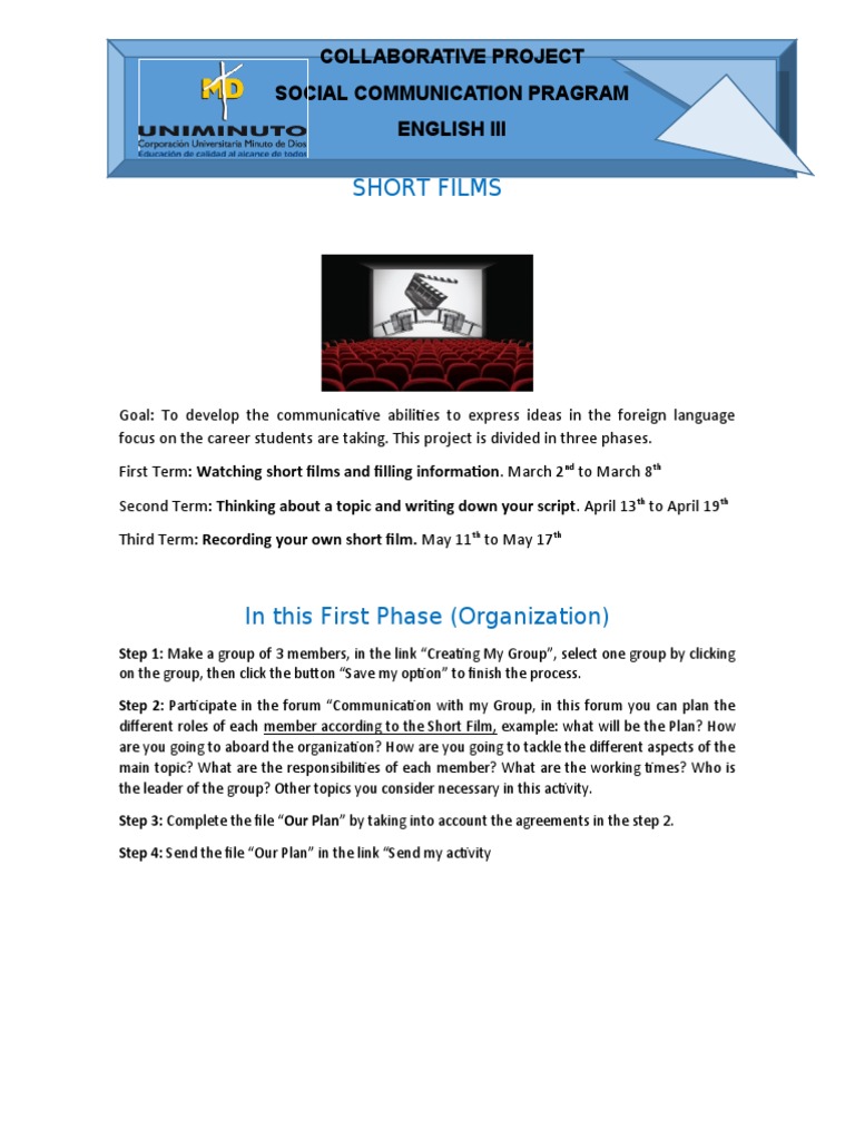 Collaborative Short Film Project Guide | PDF | Human Communication ...