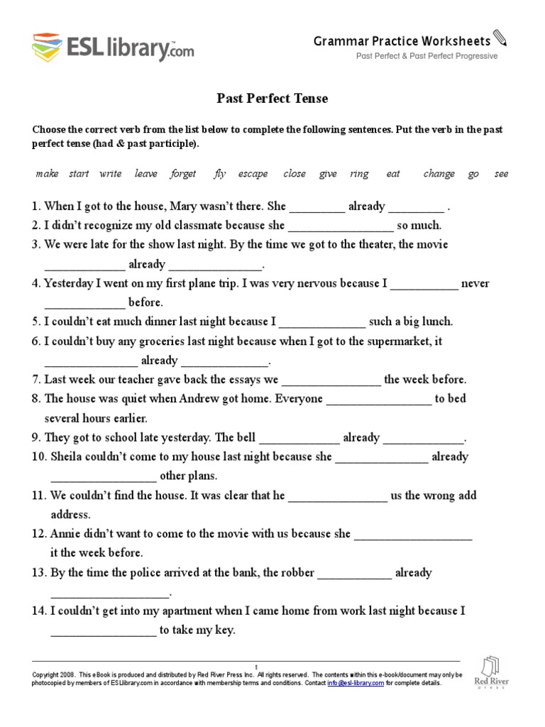 9.past Perfect Pages 1 3,5 11 PDF | PDF | Perfect (Grammar ...