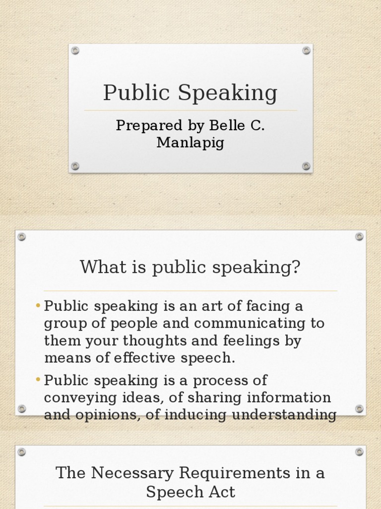 Public Speaking: Prepared by Belle C. Manlapig | PDF | Public Speaking ...