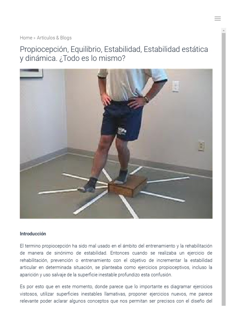 Propiocepción, Equilibrio, Estabilidad, Estabilidad estática y dinámica. ¿Todo es lo mismo ...